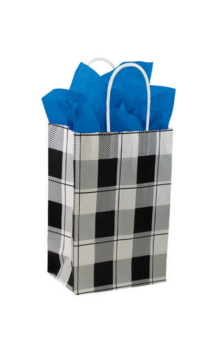 Small Buffalo Check Paper Shopping Bags - Case of 100