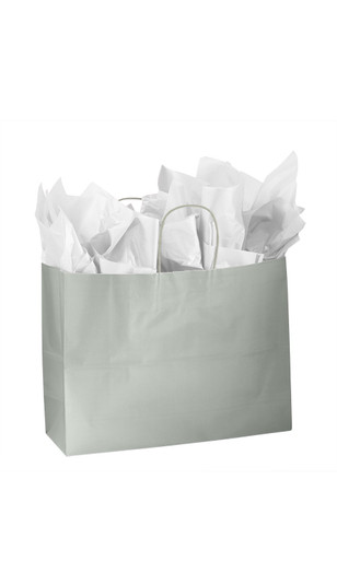 Large Glossy Silver Paper Bags - Case of 100