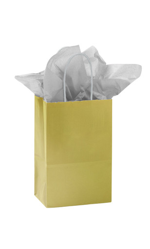 Small Glossy Gold Paper Bags - Case of 100