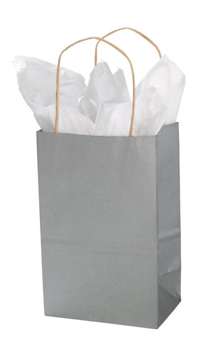 Small Metallic Silver Paper Bags - Case of 100