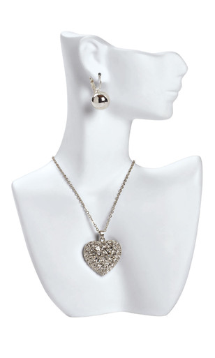 White Small Side Profile Earring/Necklace Display - Case of 3