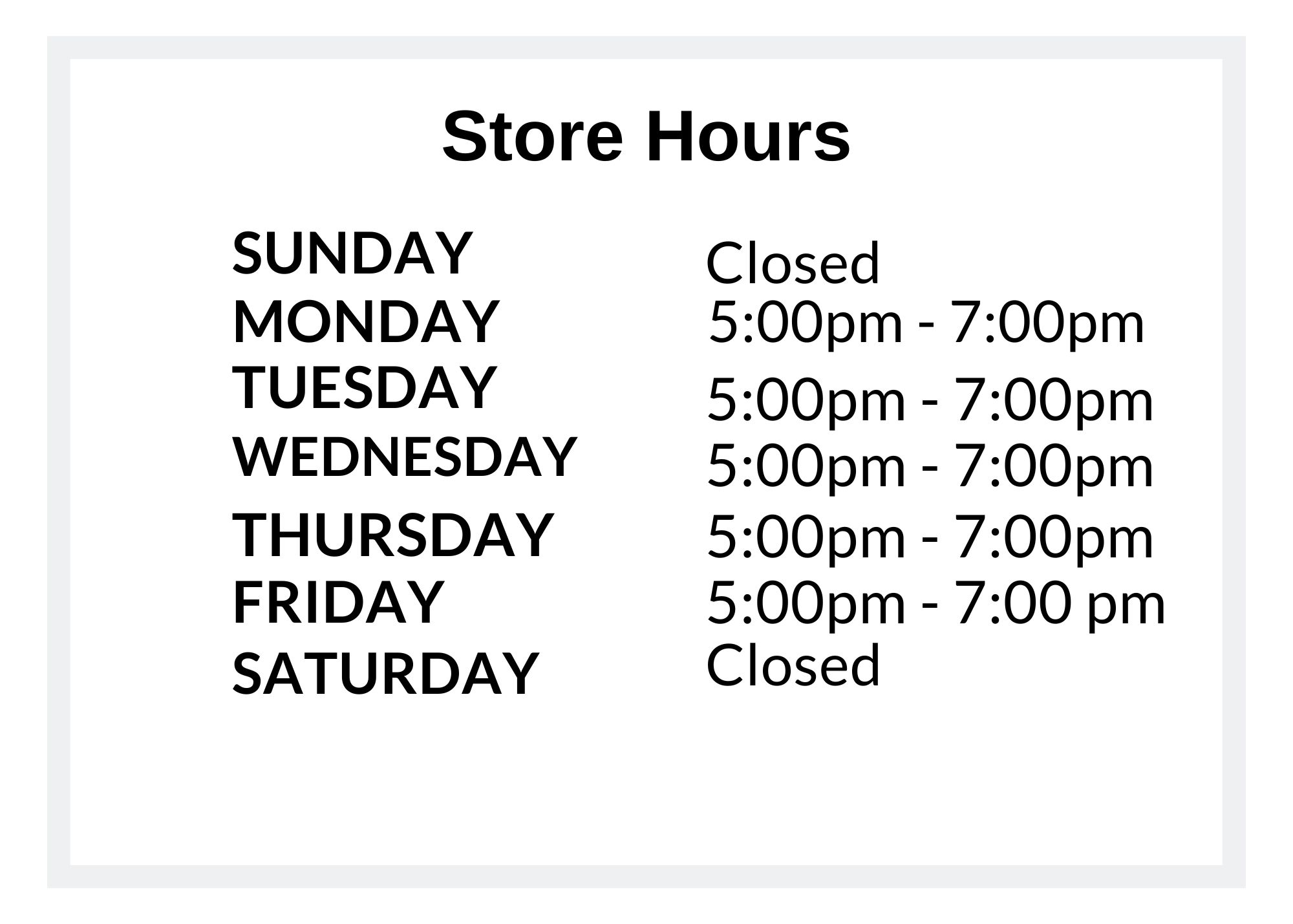 Store Hours