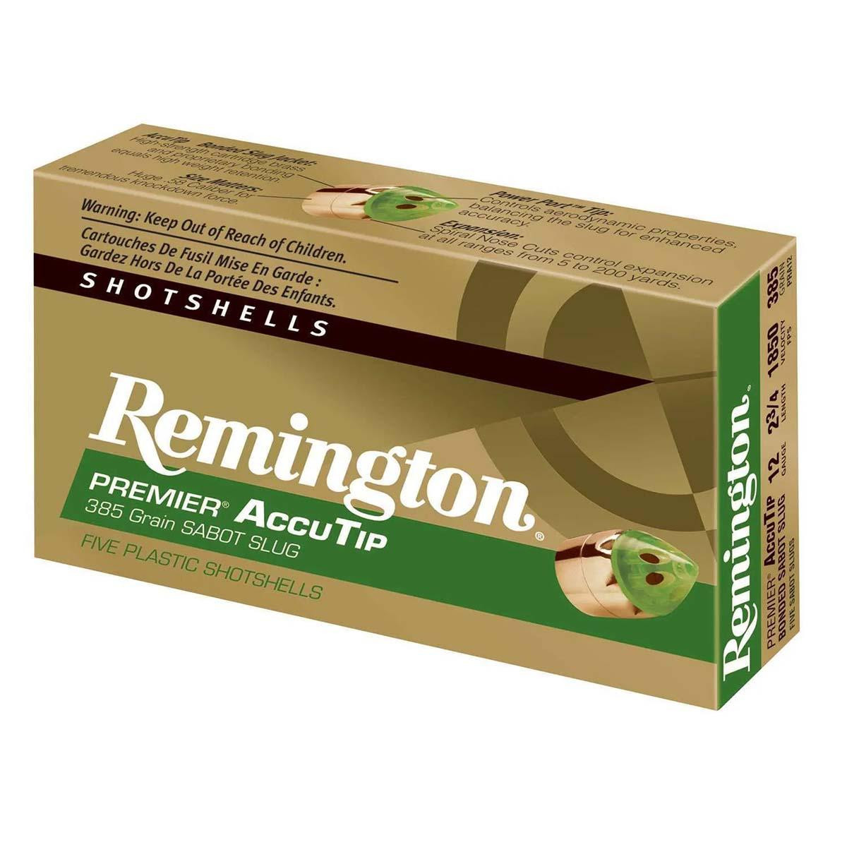Remington 12 Gauge 2 3/4" 385 Grain Premier AccuTip Sabot Slugs ...