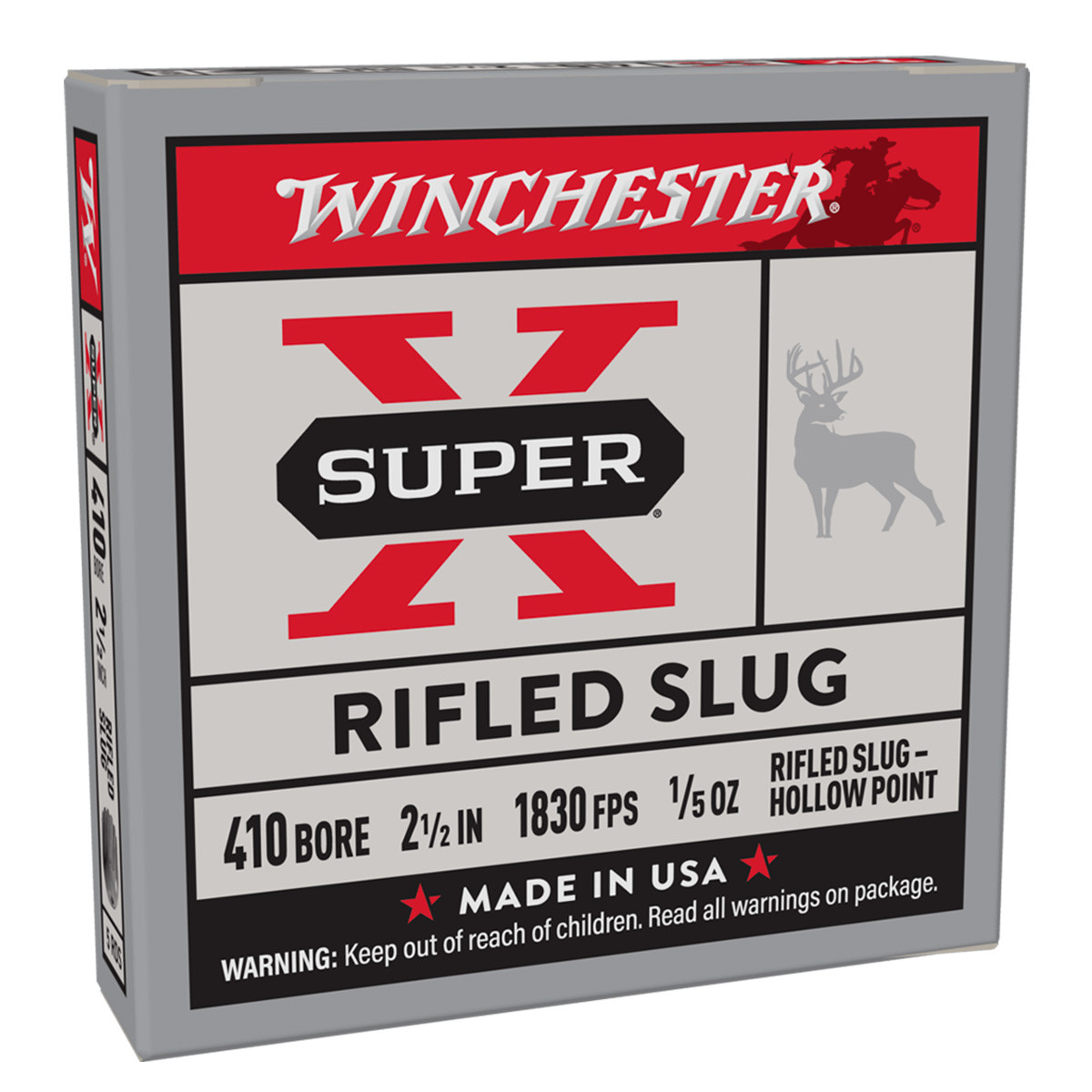 Winchester 410 Gauge 2 1/2" 1/5 oz 1830FPS Super-X Rifled Slug Hollow ...