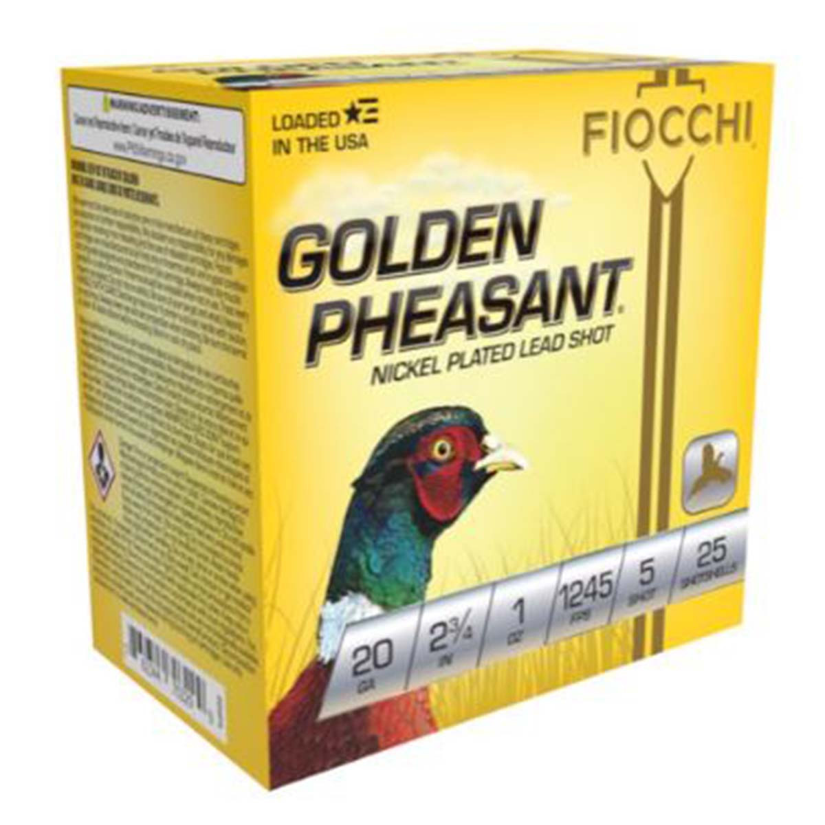 Fiocchi Ammunition 20 Gauge 2 3/4" 1oz 1245 FPS Golden Pheasant Game ...