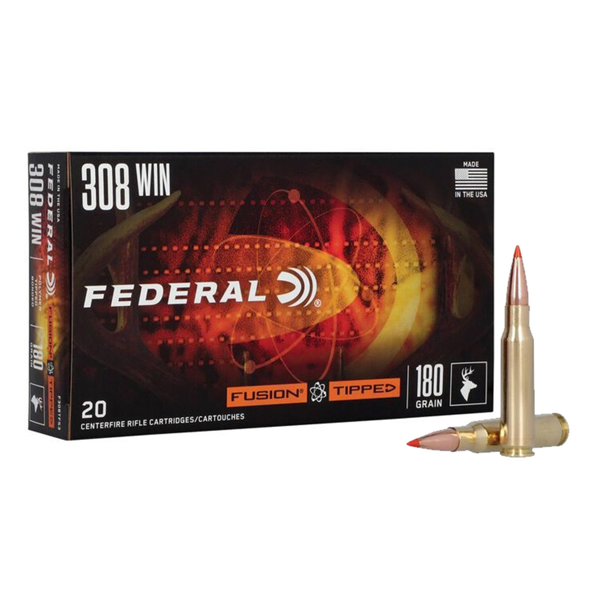 Federal 308 Win 180 Grain 2600FPS Fusion Tipped Rifle Ammunition - Box ...