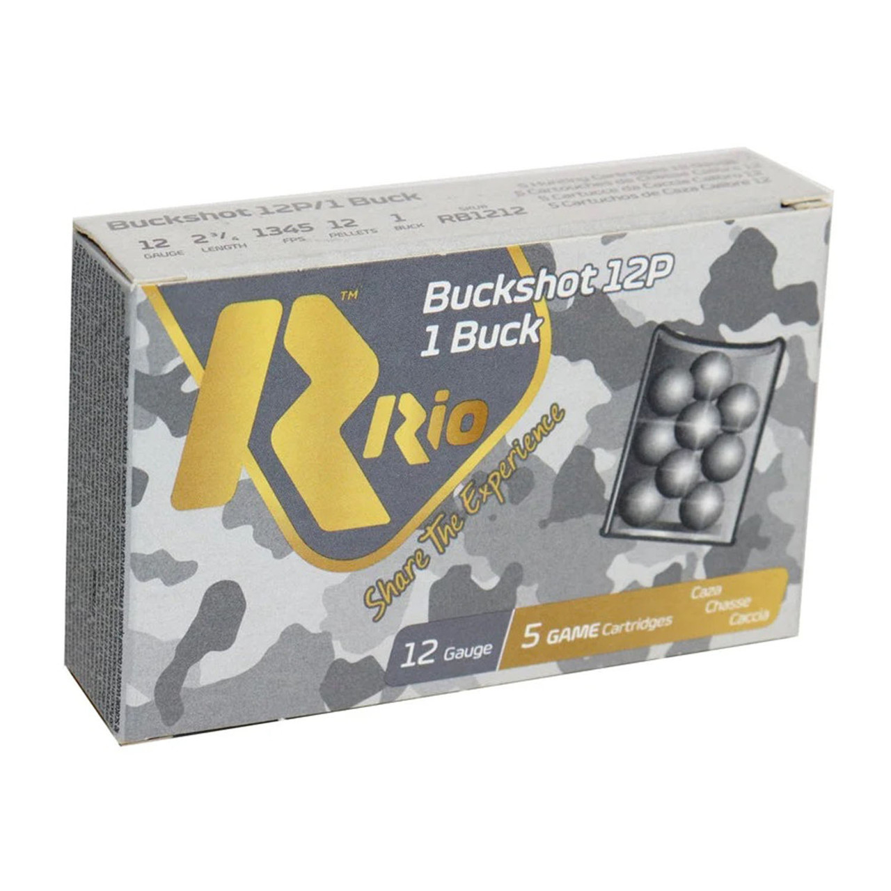 Rio Ammunition Royal Buck 12 Gauge 2 3/4" 12P 1345FPS, Case of 250 ...