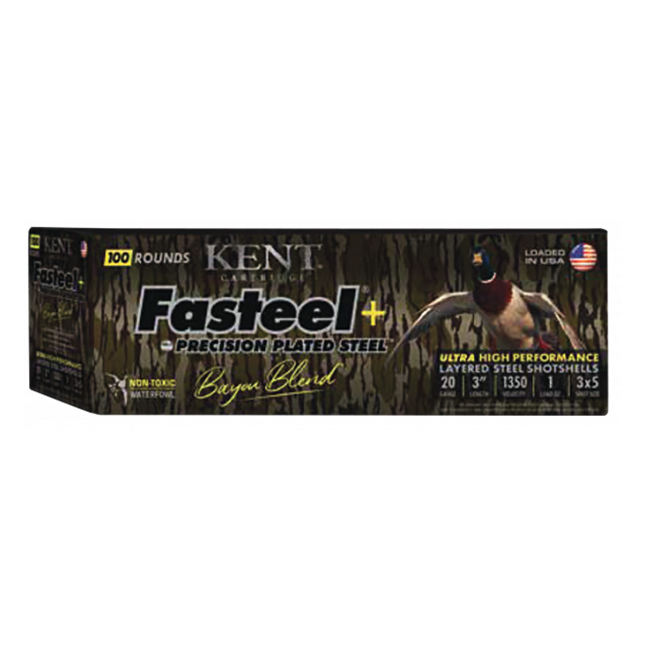 Kent 20 Gauge 3" 1oz 1350FPS Bayou Blend Fasteel+ Waterfowl Loads, Case ...