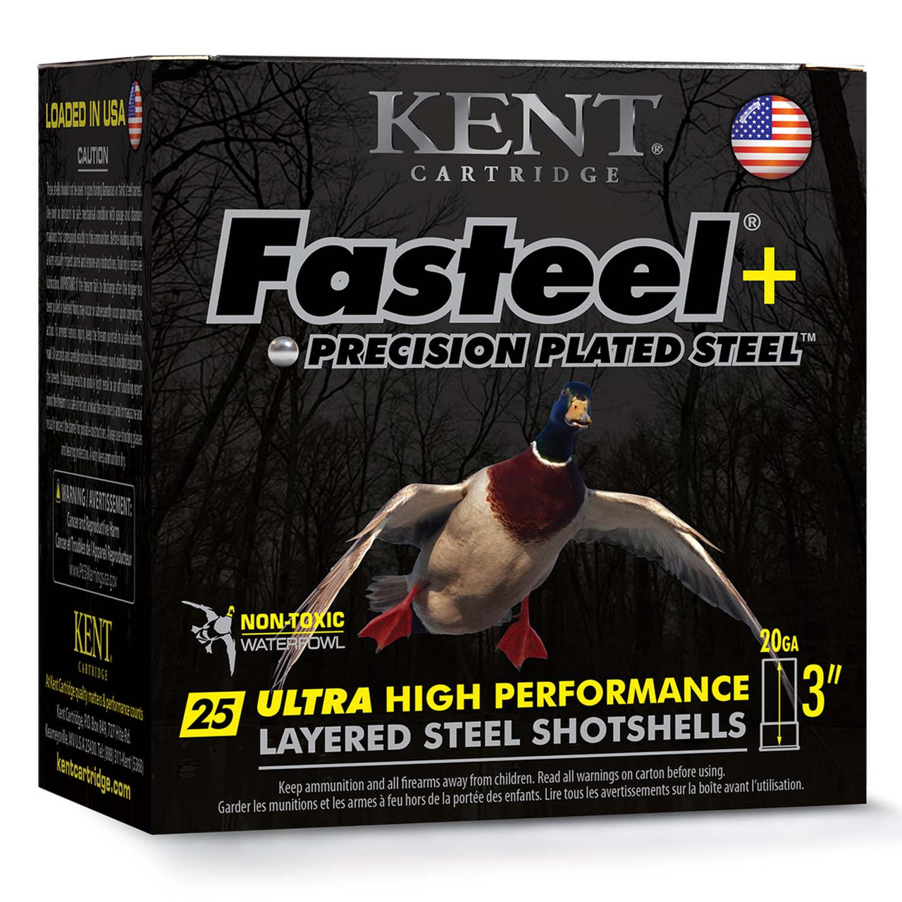 Kent 20 Gauge 3" 1oz 1350FPS Fasteel+ Precision Plated Steel Shotshells ...