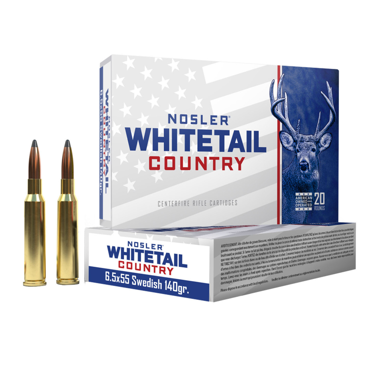 Nosler 6.5x55 Swedish 140 Grain 2600FPS Whitetail Country Solid Base ...