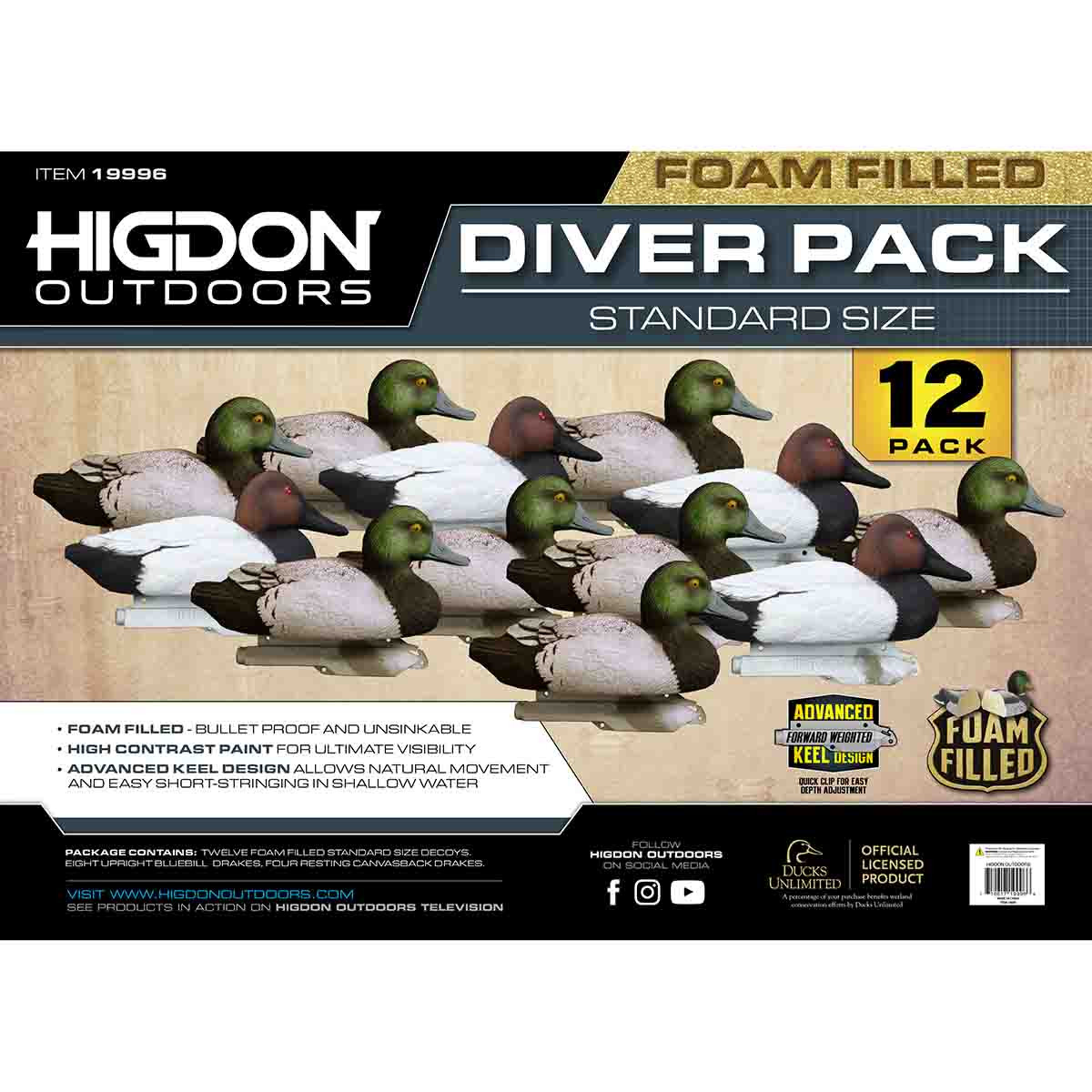 Higdon Standard Diver 12-Pack Decoys| 8 Bluebills/4 Canvasbacks ...