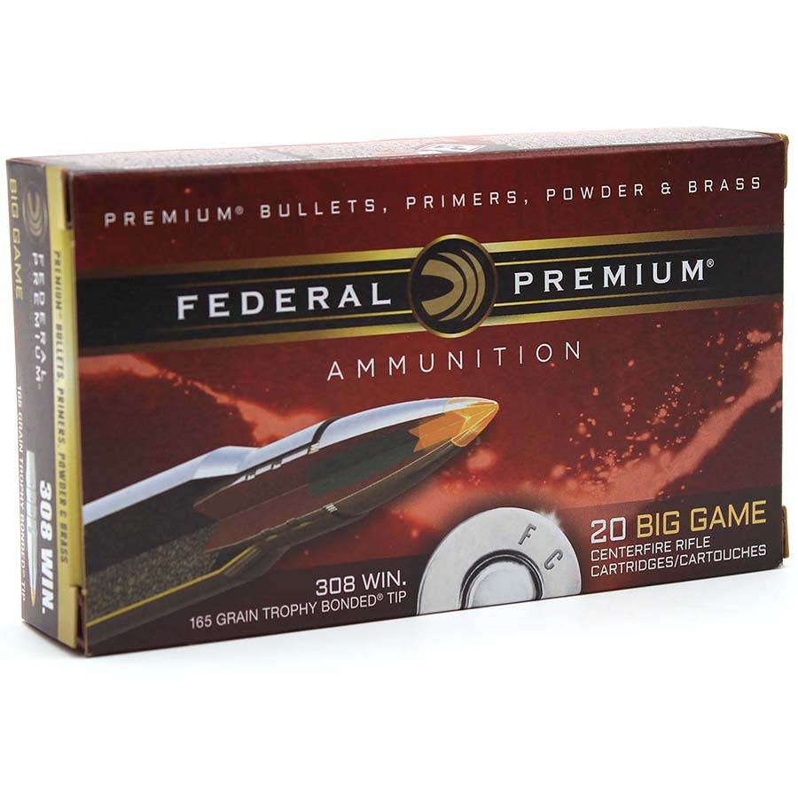 Federal 308 Winchester 165 Grain Trophy Bonded Tip Rifle Ammunition ...