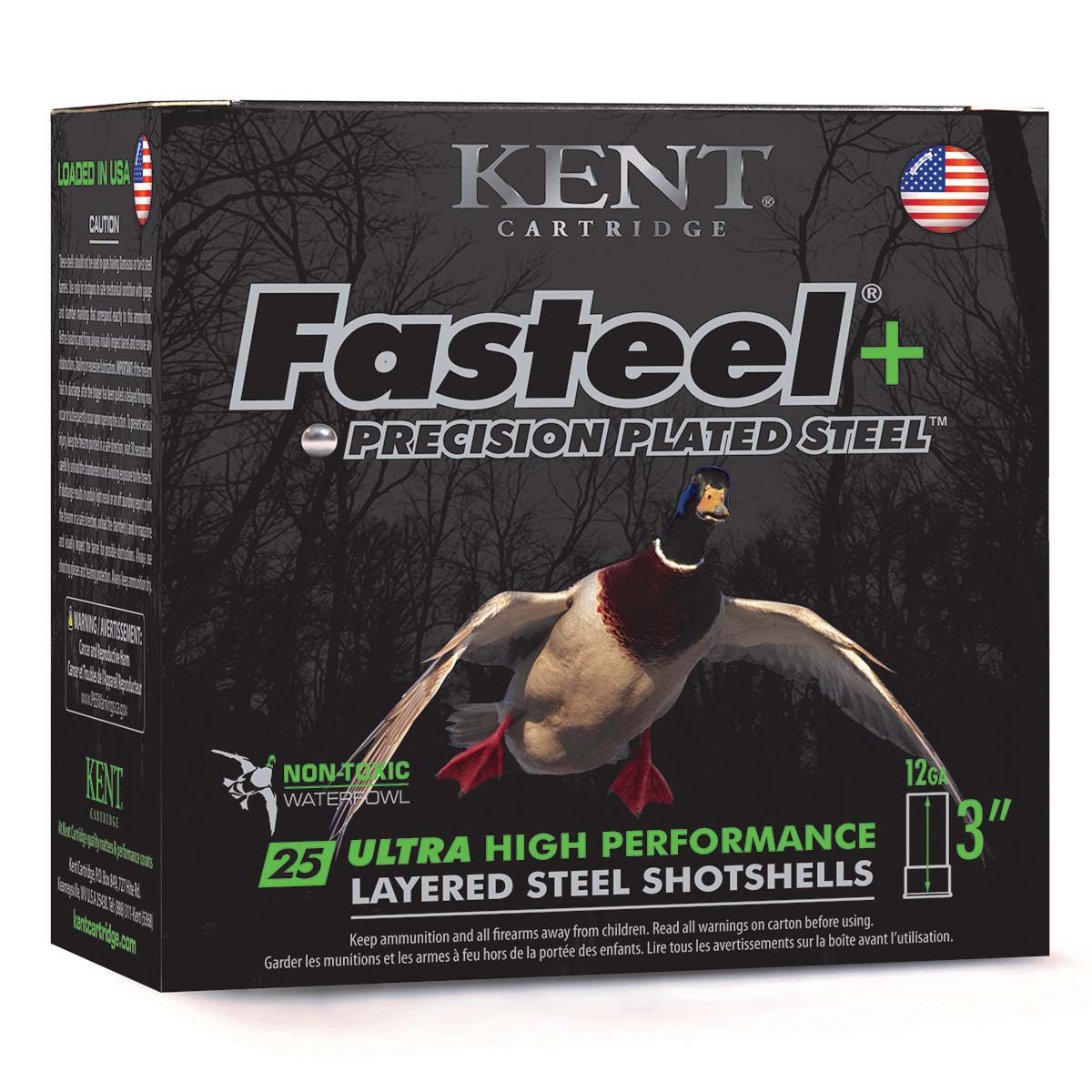 Kent Fasteel+ 12 Gauge 3" 1 1/4 oz. 1450 FPS Precision Plated Layered ...