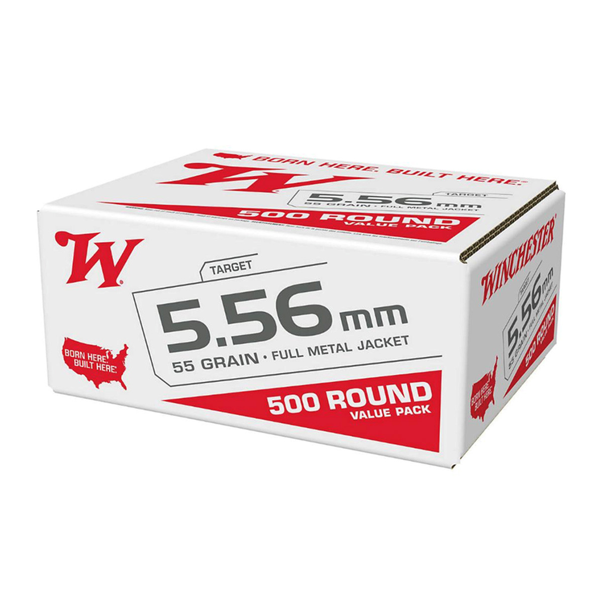 Winchester 5.56mm 55 Grain Full Metal Jacket Rifle Ammunition, 500 ...