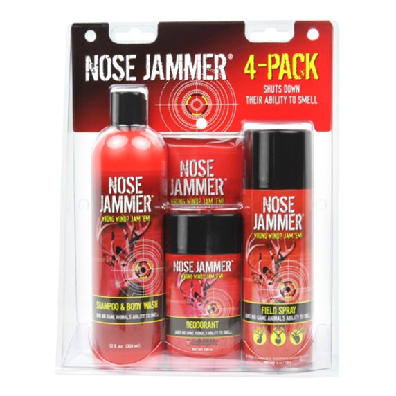 Nose Jammer 4 Pack Combo Kit 6oz, Shampoo, Deodorant, Field Wipe ...