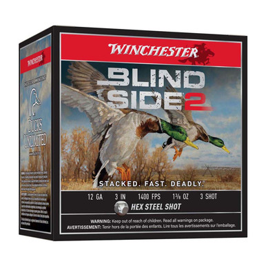 Winchester 12 Gauge 3" 1 3/8oz 1400FPS Blind Side 2 Hex Steel Shot ...