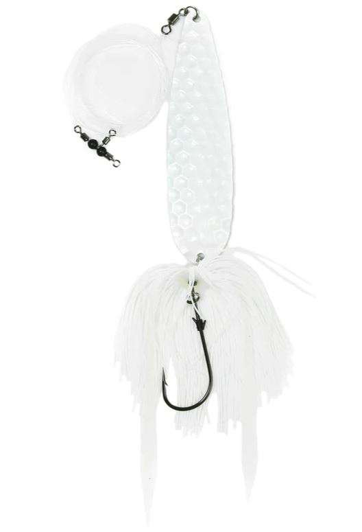 Jigging World Fluke Spoon Rig - 4.5in - White - TackleDirect