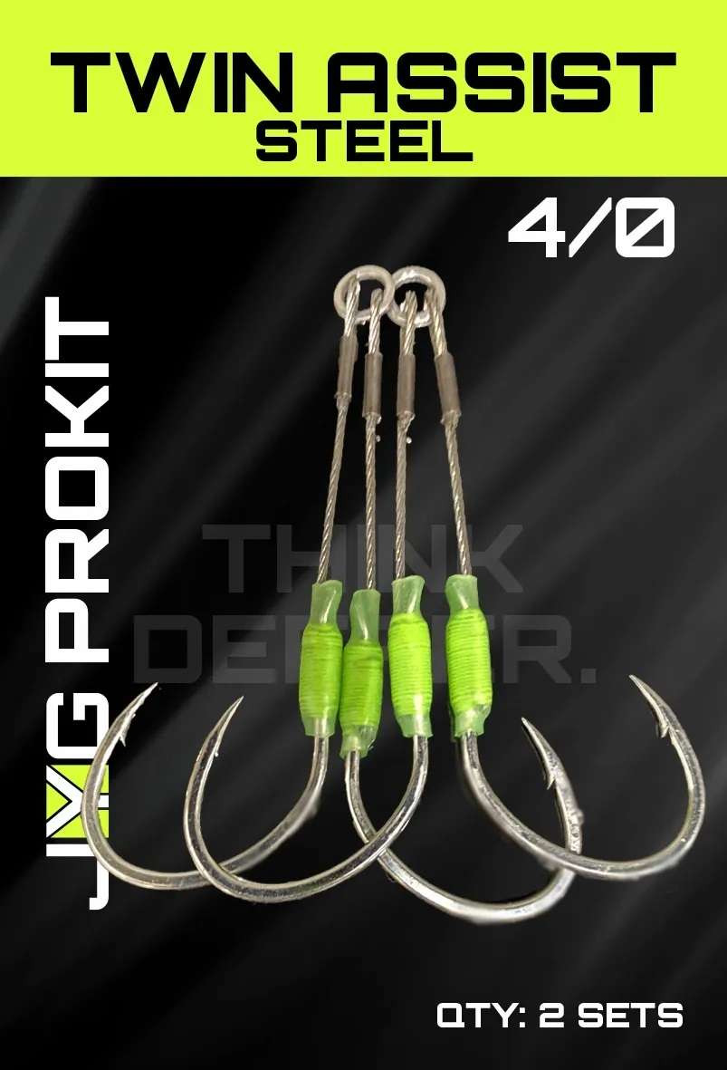 JYG PRO Fishing Twin Steel Assist Hooks - TackleDirect