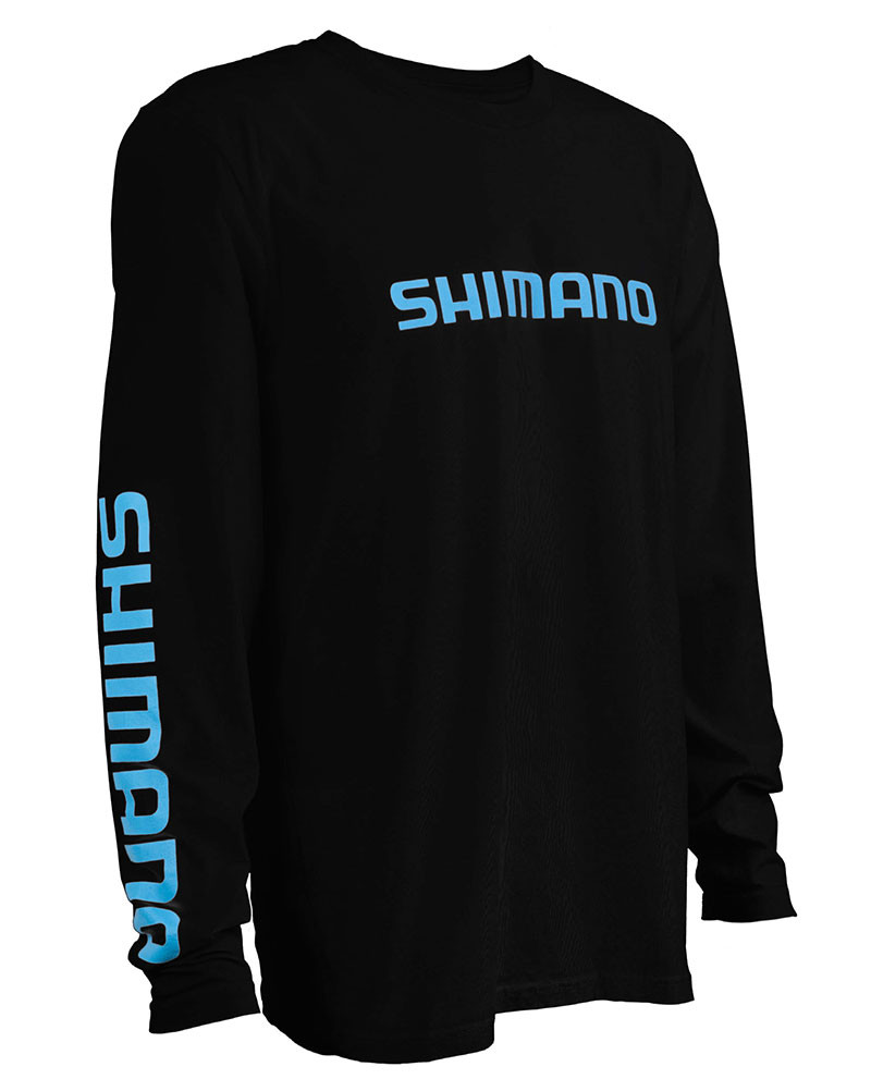Shimano Logo Cotton Long Sleeve T-Shirt - Black - TackleDirect