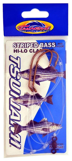 Tsunami Striped Bass Hi Lo Clam Rig w/ Circle Hook - TackleDirect