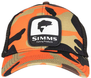 Simms Bass Patch Trucker - Woodland Camo Flame - TackleDirect