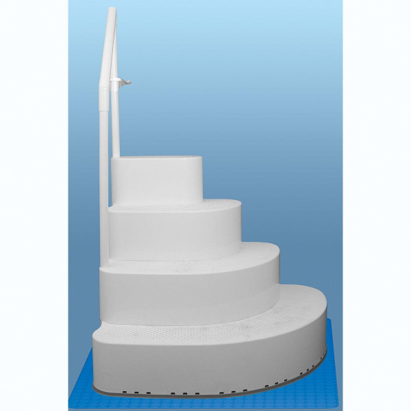 Wedding Cake Step in a Box with Single Handrail - Pool and Spa Supply Store