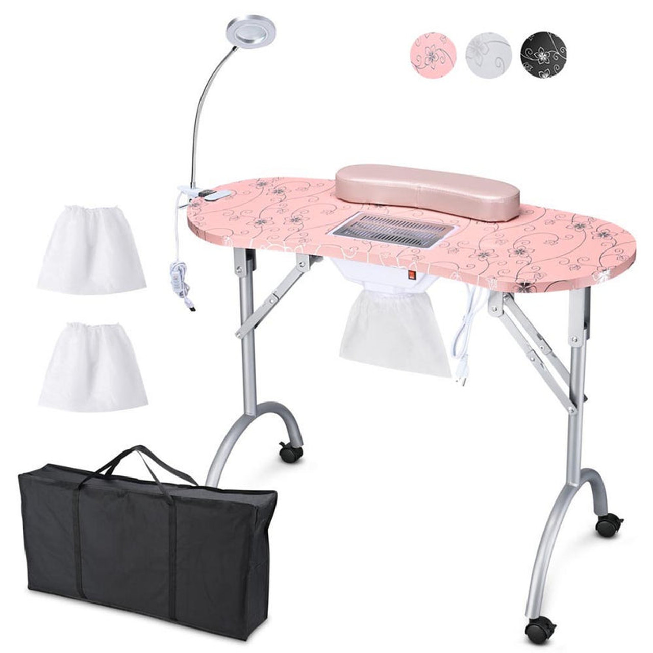 Byootique Mobile Manicure Table Dust Collector Magnifier Light