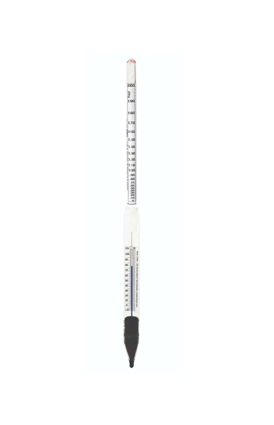 Alcohol Hydrometers with Tralle and Proof Scales