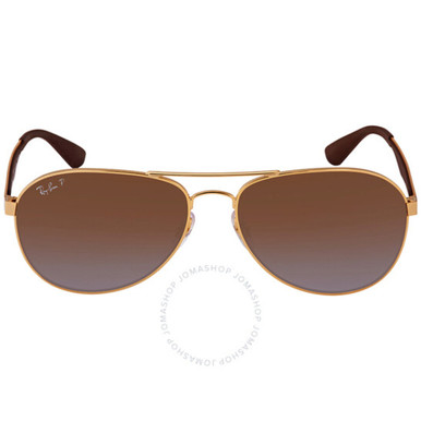 Ray-Ban Polarized Aviator Sunglasses - Arista Gold/Brown Gradient