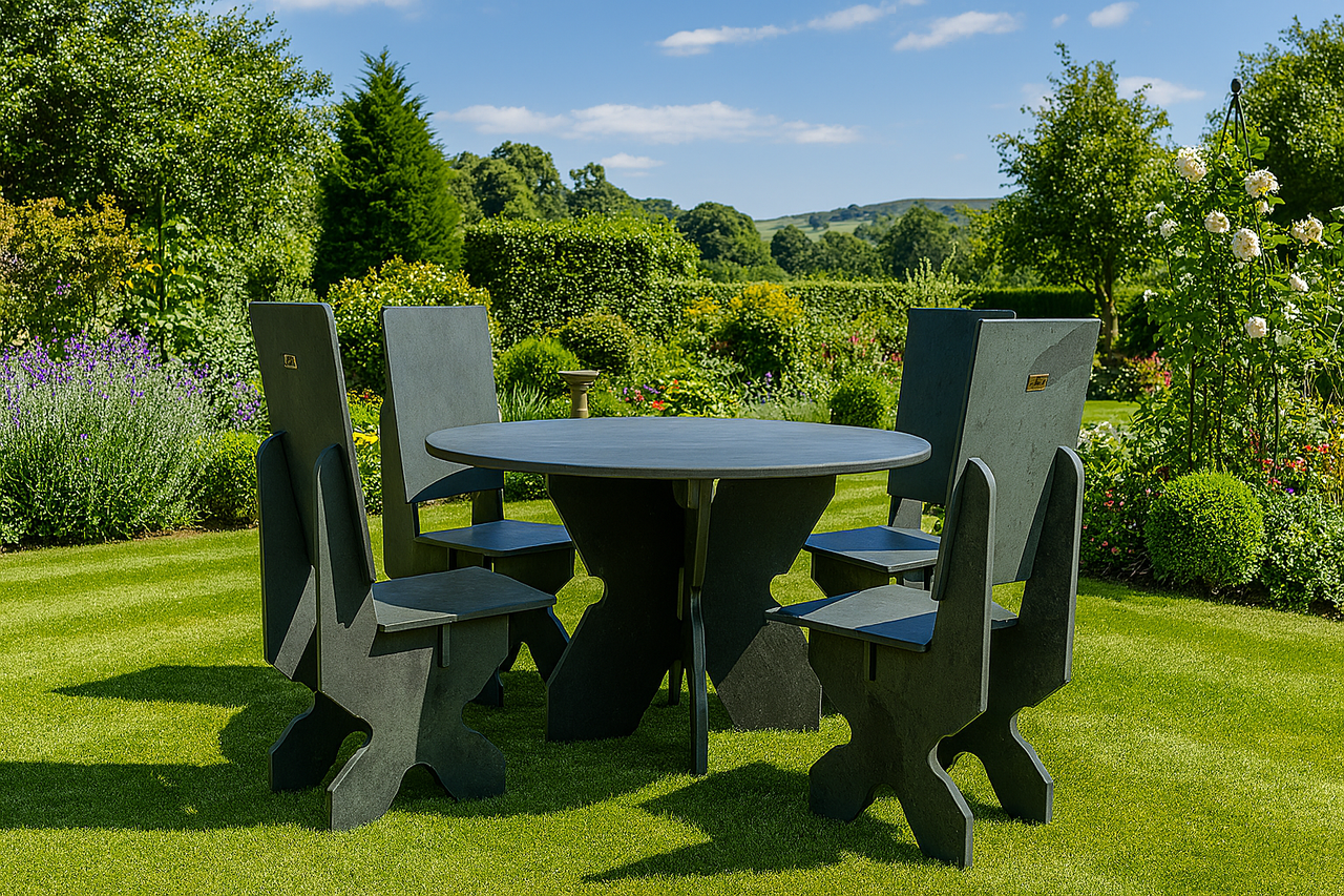 Natural Black Slate Circular Table | RR Stone
