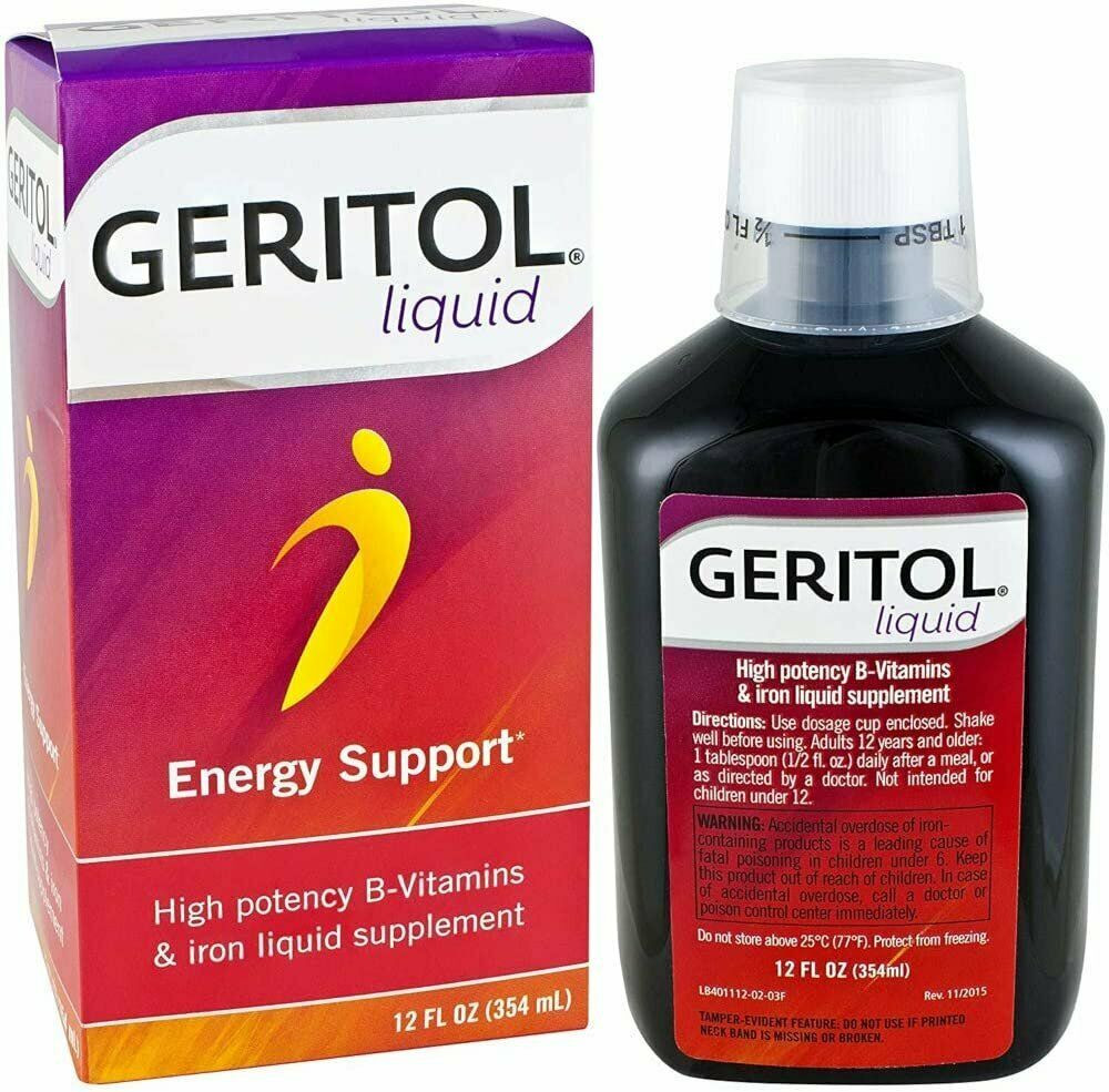 Geritol Liquid B-Vitamins & Iron Liquid Supplement for Energy Support ...