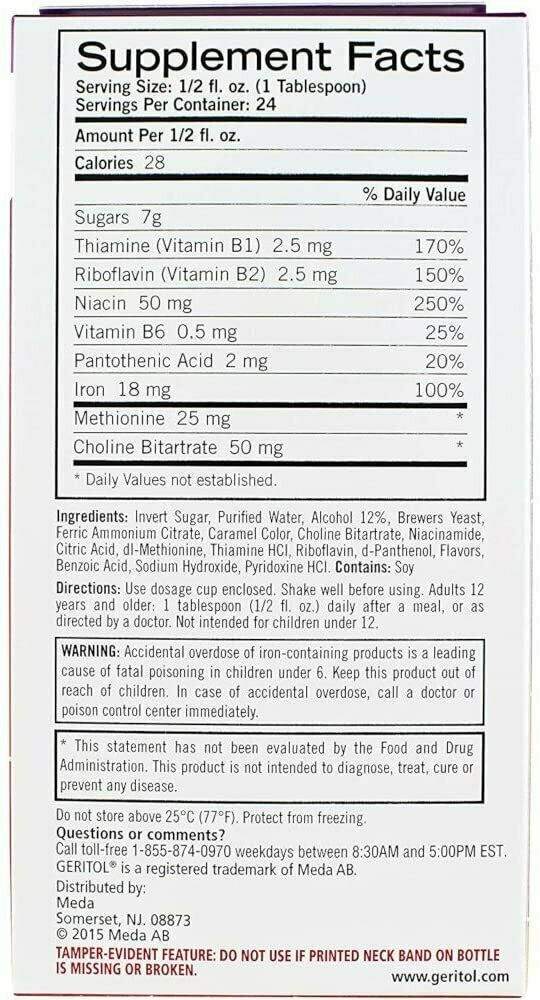 Geritol Liquid B-Vitamins & Iron Liquid Supplement for Energy Support ...