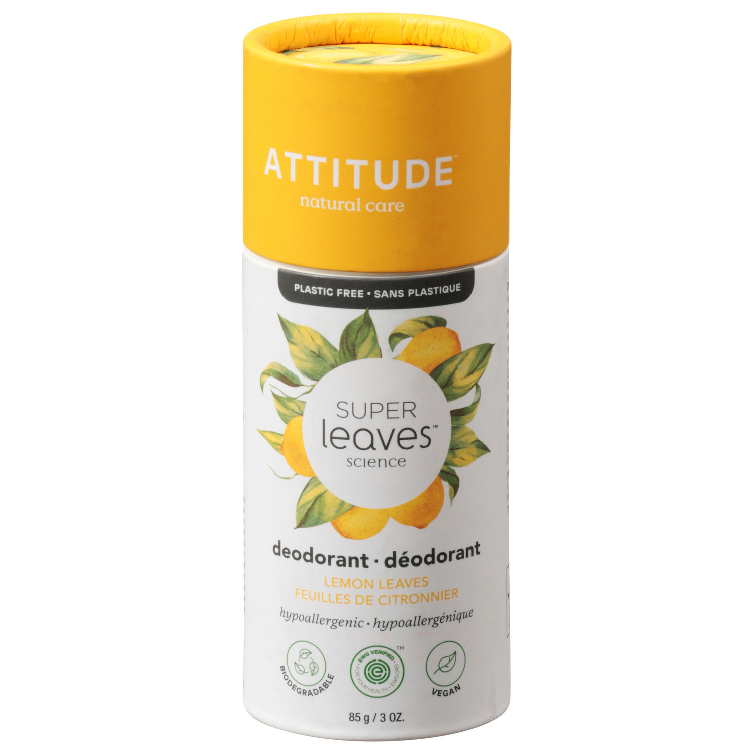 Attitude - Deodorant Super Leaves - Lemon - 3 oz - Hey Pharma