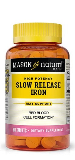 Mason Naturals - Slow Release Iron - 1 Each - 60 TAB - Hey Pharma