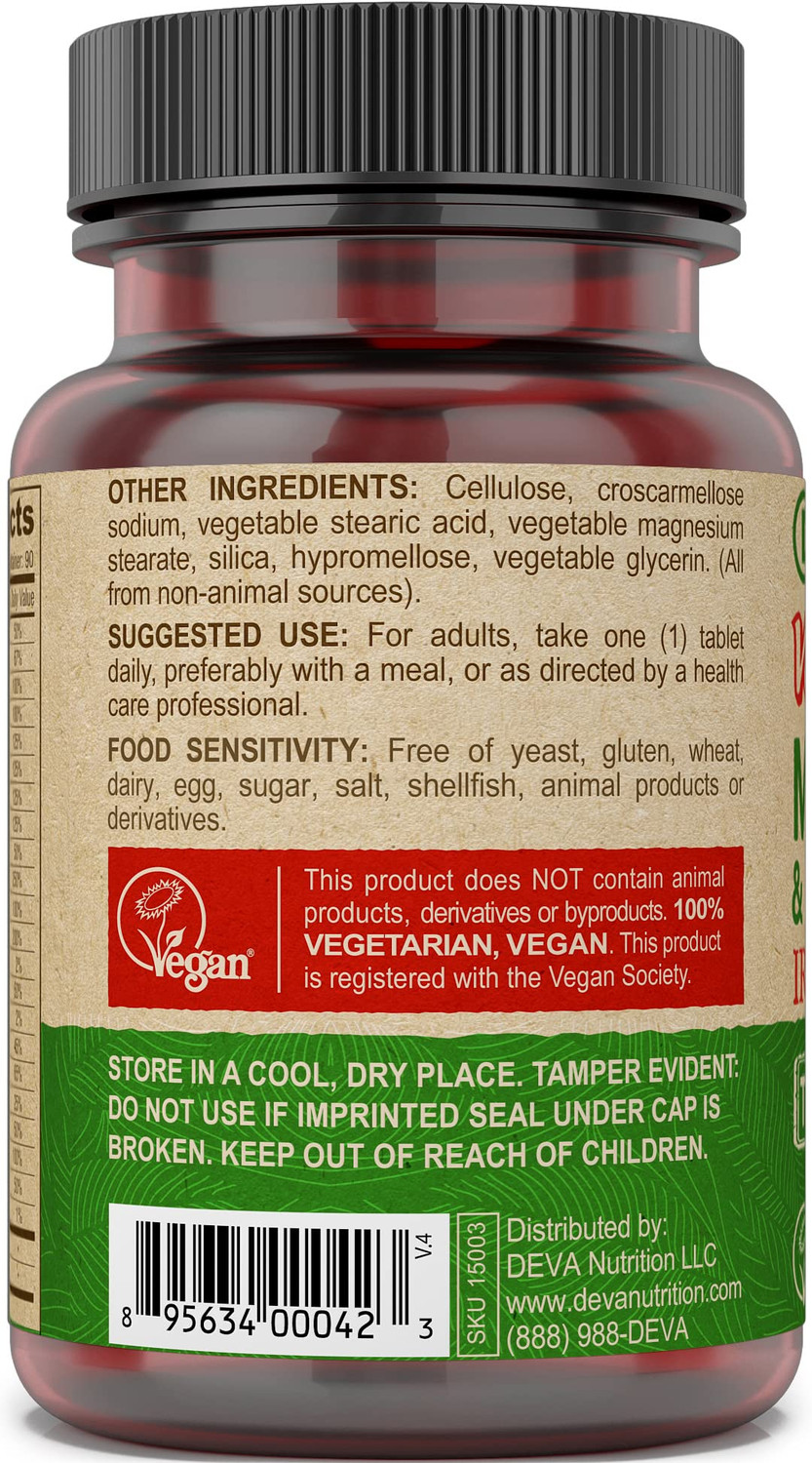 Deva Vegan Multivitamin and Mineral Supplement Iron-Free - with ...