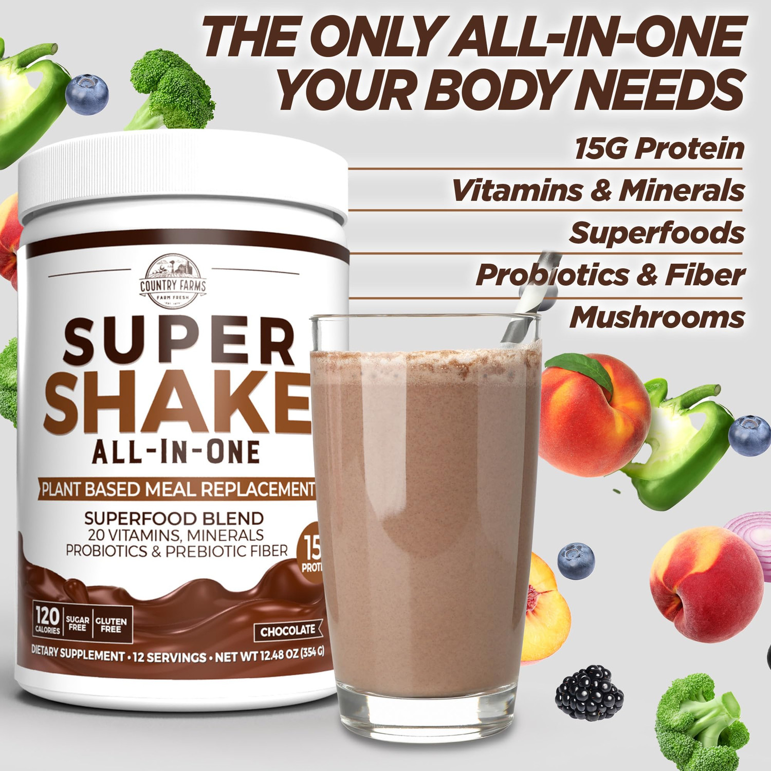 Country Farms All-in-One Super Shake Meal Replacement 15g Plant Protein ...