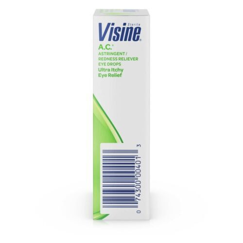 Visine AC Eye Drops Seasonal Itching Burning Redness Reliever Sterile 0 ...