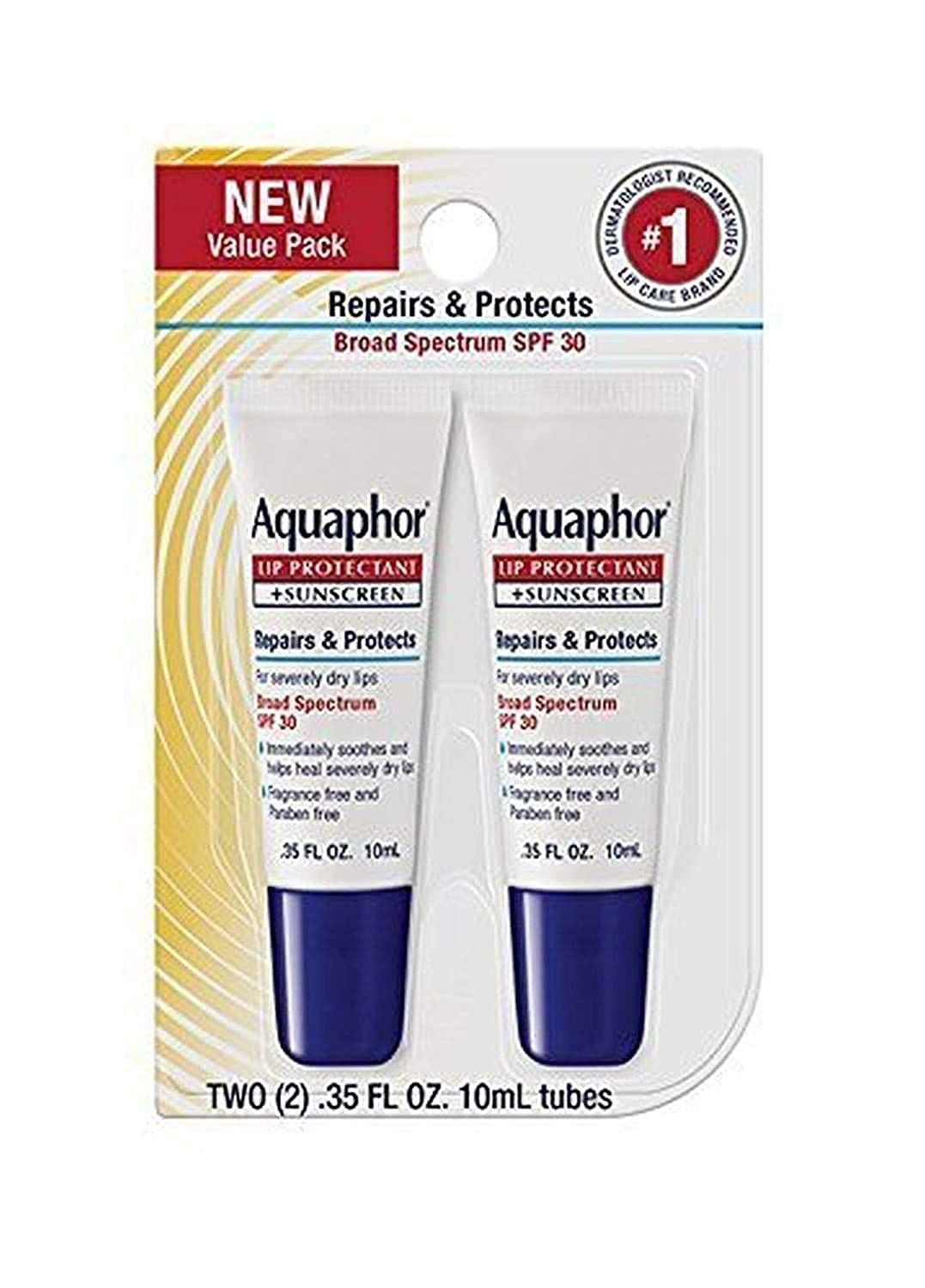 Aquaphor Lip Repair & Protect Tube Blister Card Dual Pack, 0.35 Ounce ...