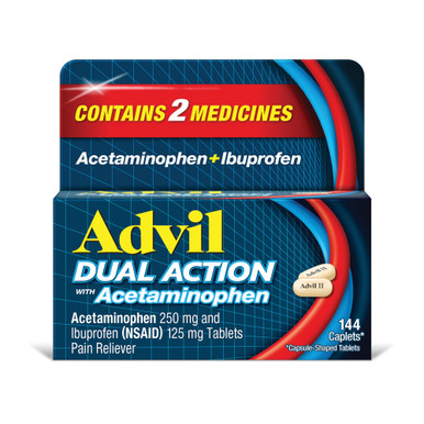 Advil Dual Action Coated Caplets, 144 Count - Hey Pharma