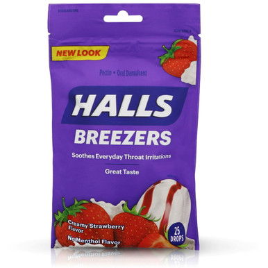 Halls Breezers Drops Cool, Soothes Everyday Throat Irritation, Creamy ...