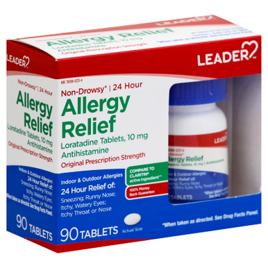 Leader Loratadine 10mg Allergy Relief Tablets 90 Ct - Hey Pharma