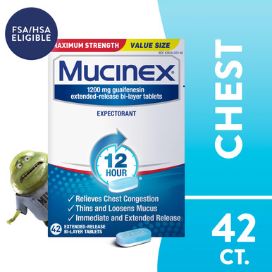 Mucinex 12 Hr Maximum Strength Chest Congestion Expectorant Tablets ...