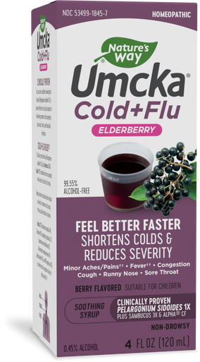 Nature's Way Umcka Homeopathic Cold+Flu Relief Syrup Elderberry, Berry ...