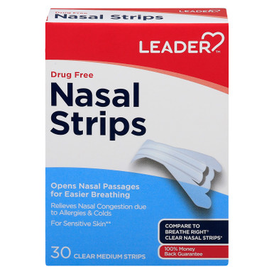 Leader Nasal Strips Medium Clear, 30 Ct - Hey Pharma