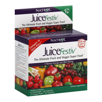 Natrol JuiceFestiv and VeggieFestiv - 2 ct - 60 Caps - Hey Pharma
