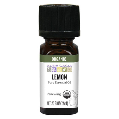 Aura Cacia Pure Essential Oil, Organic Lemon, 0.25 fl oz (7.4 ml) - Hey ...