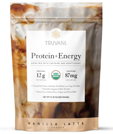 Truvani Protein + Energy Drink Mix with 87mg Caffeine | Vanilla Latte ...