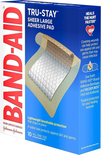 Band-Aid Brand Tru-Stay Adhesive Pads, Sterile Sheer Bandages for First ...