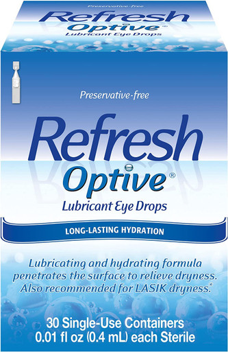 Refresh Optive Lubricant Eye Drops For Dry Eyes, Preservative-Free, 0. ...