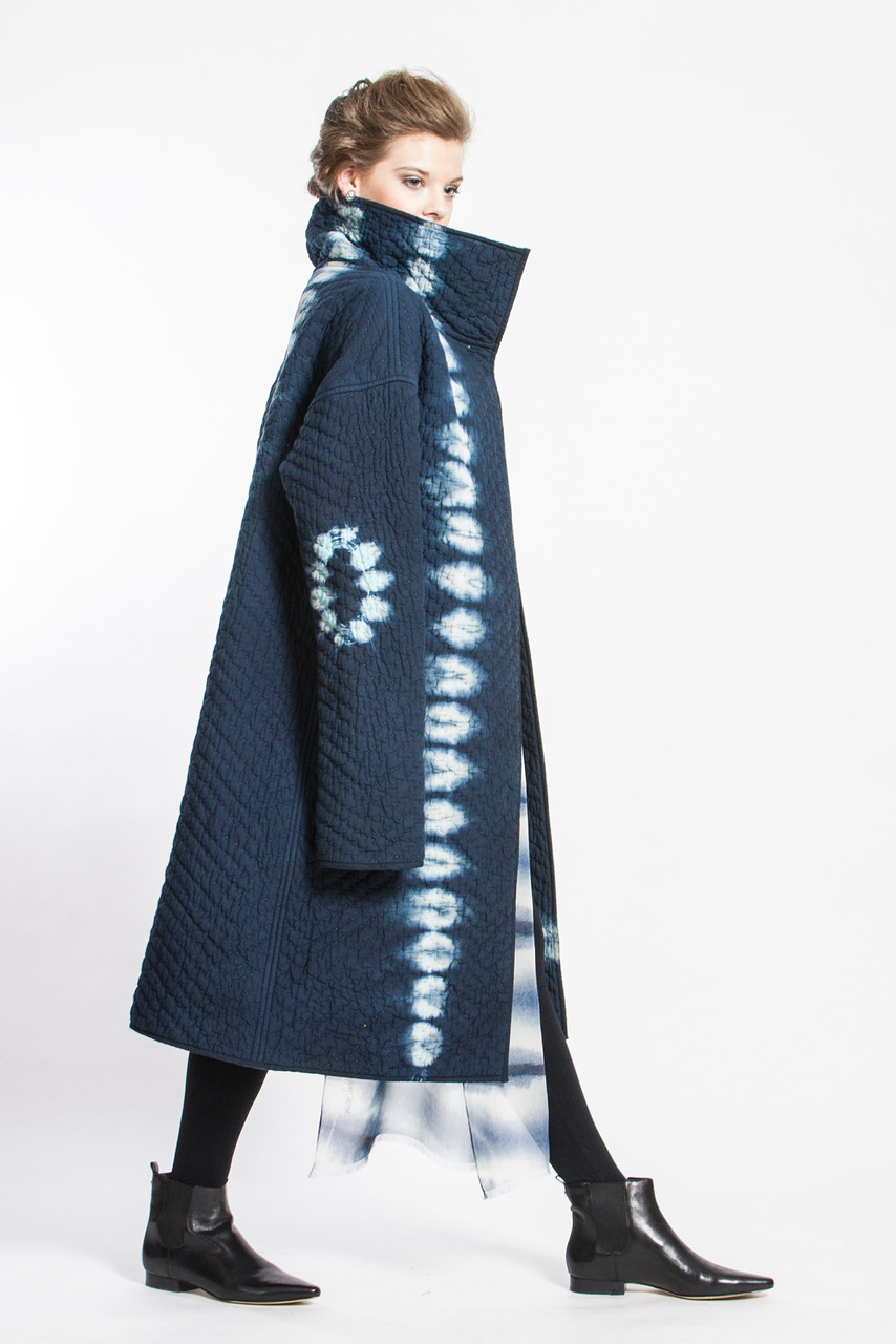 CIRCLE of 3: Curved Tracks Kantha Quilted Coat - maryjaeger.com